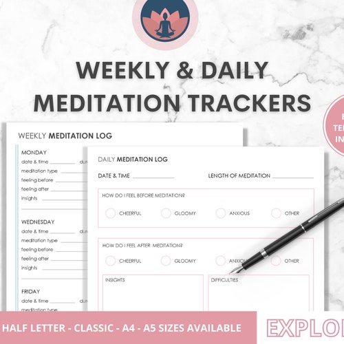 Meditation Tracker Printable Weekly Tracker Meditation - Etsy Australia