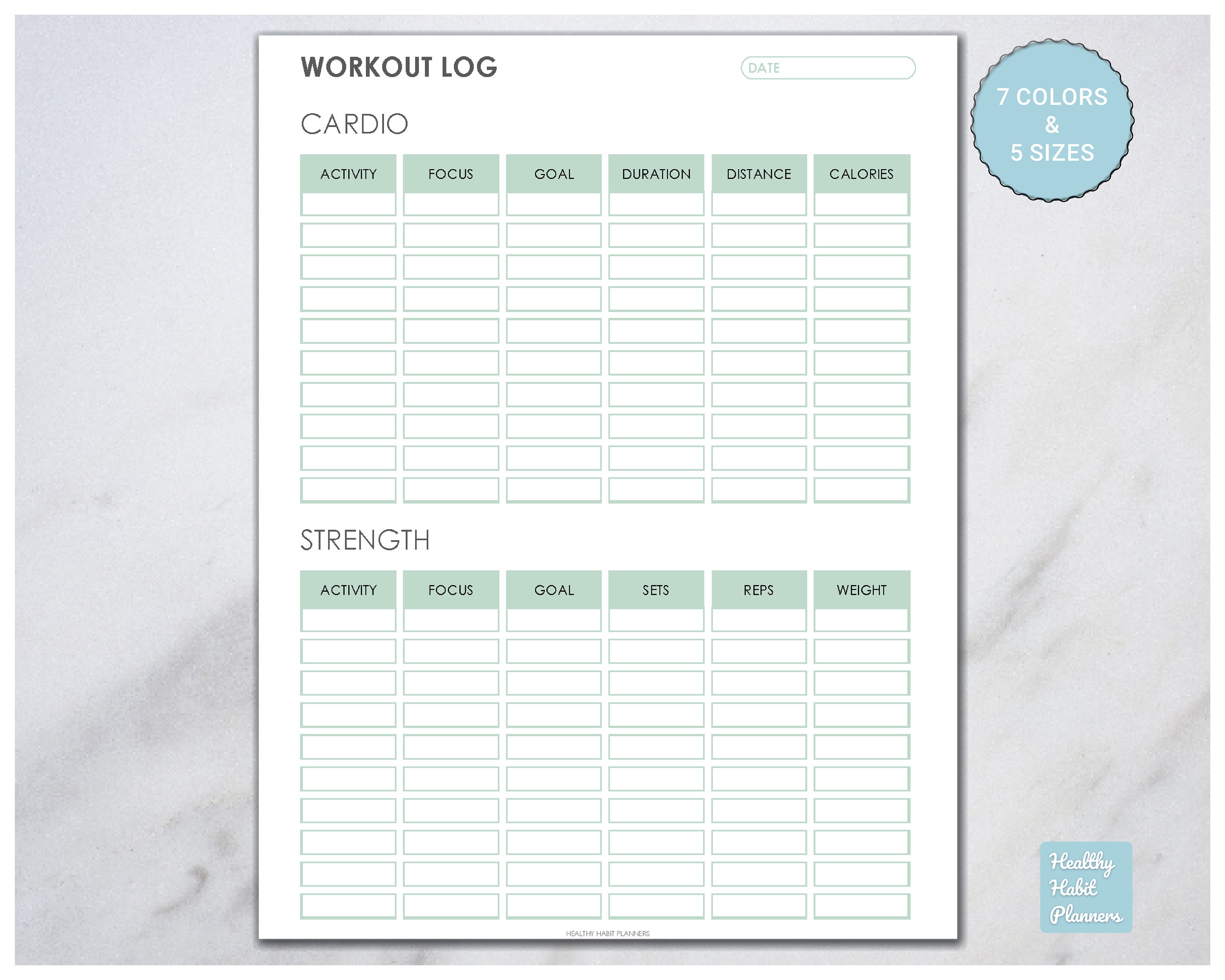 Workout Log, Fitness Log, Exercise Log, Fitness Tracker, Workout ...
