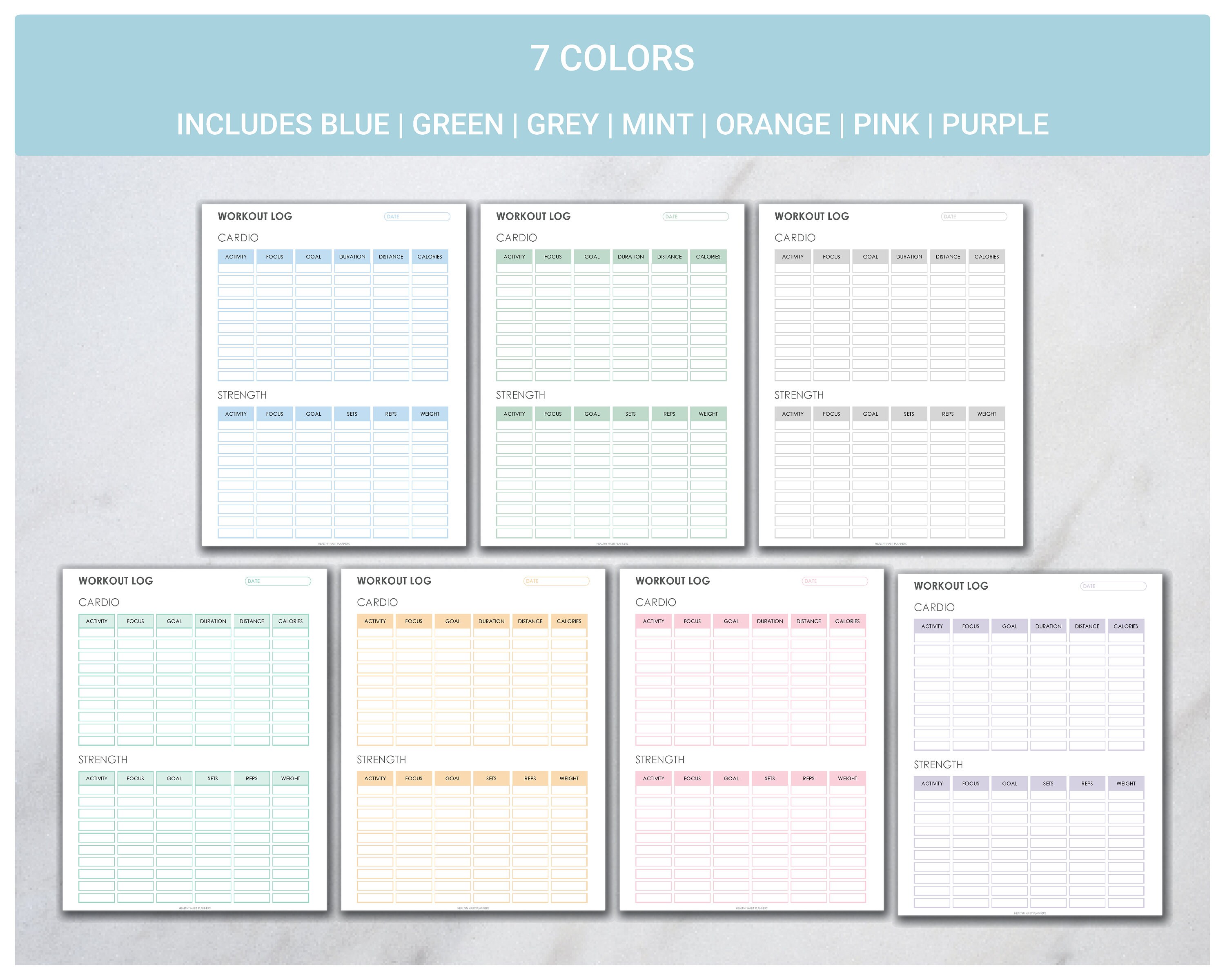 Workout Log, Fitness Log, Exercise Log, Fitness Tracker, Workout ...