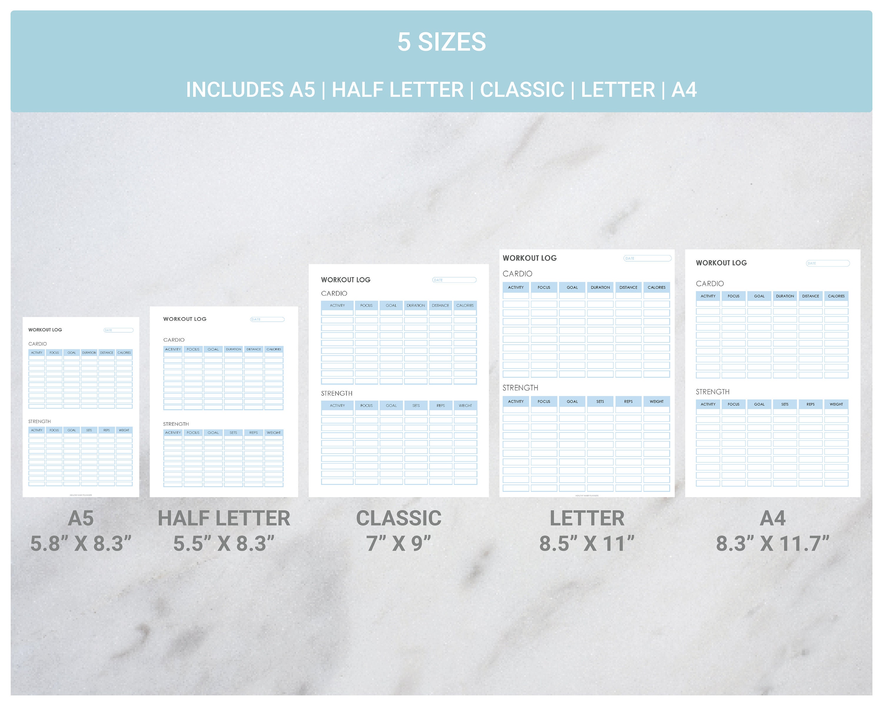Workout Log, Fitness Log, Exercise Log, Fitness Tracker, Workout ...