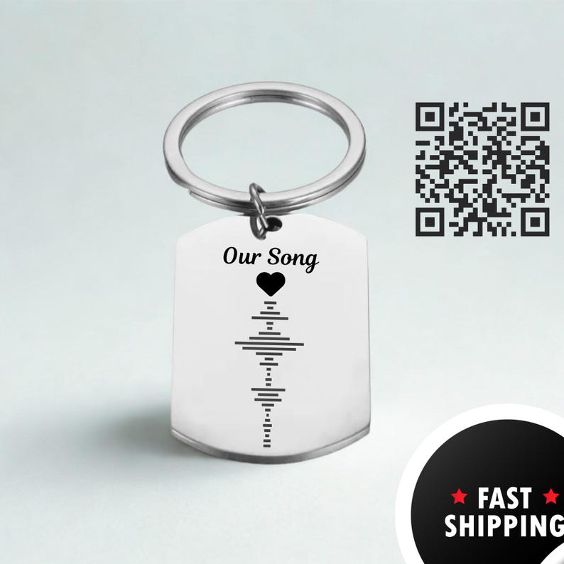 Custom Soundwave QR Code Keychain | Personalized Engraved Gift - Etsy