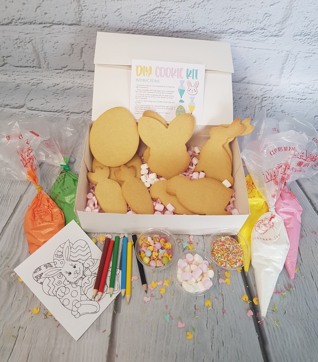 DIY Easter Shortbread Biscuits-biscuits Decorating Kit-sugar Cookies ...