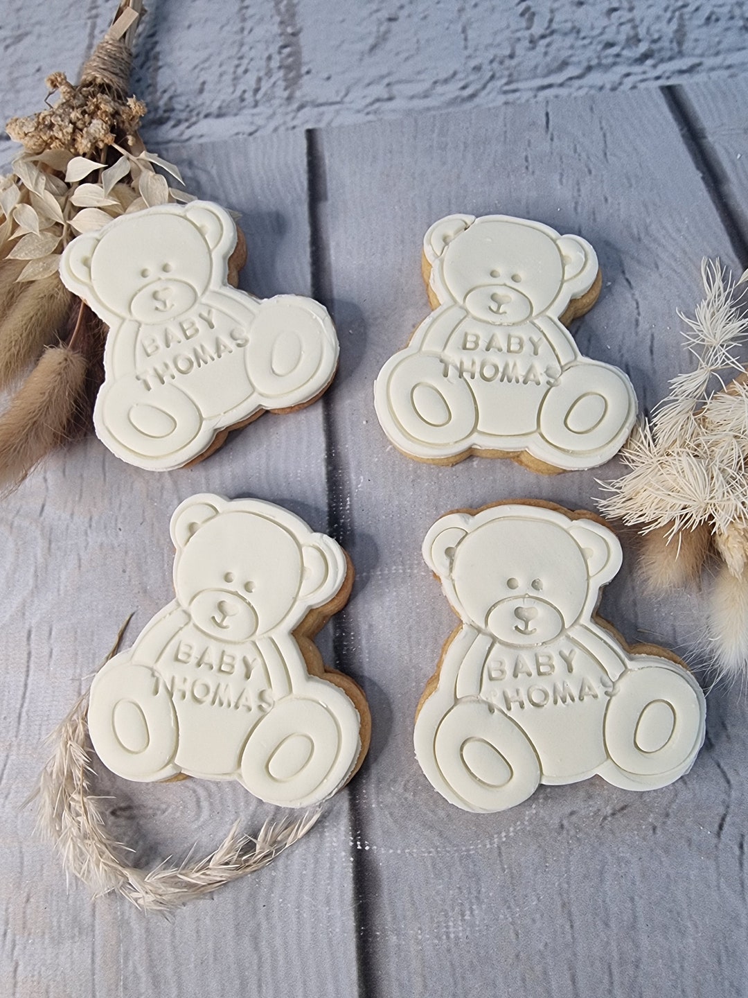 Personalized Teddy Bear Shortbread Biscuits: Baby Shower Favors - Etsy UK