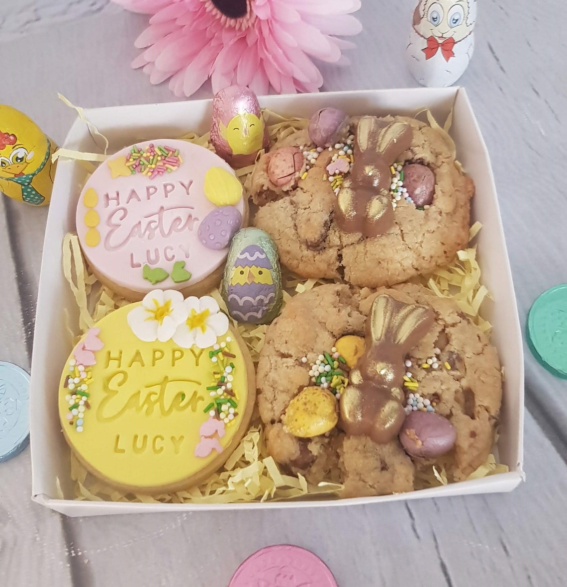 Personalized Easter Shortbread Biscuits Treat Box-chocolate Egg Cookies ...