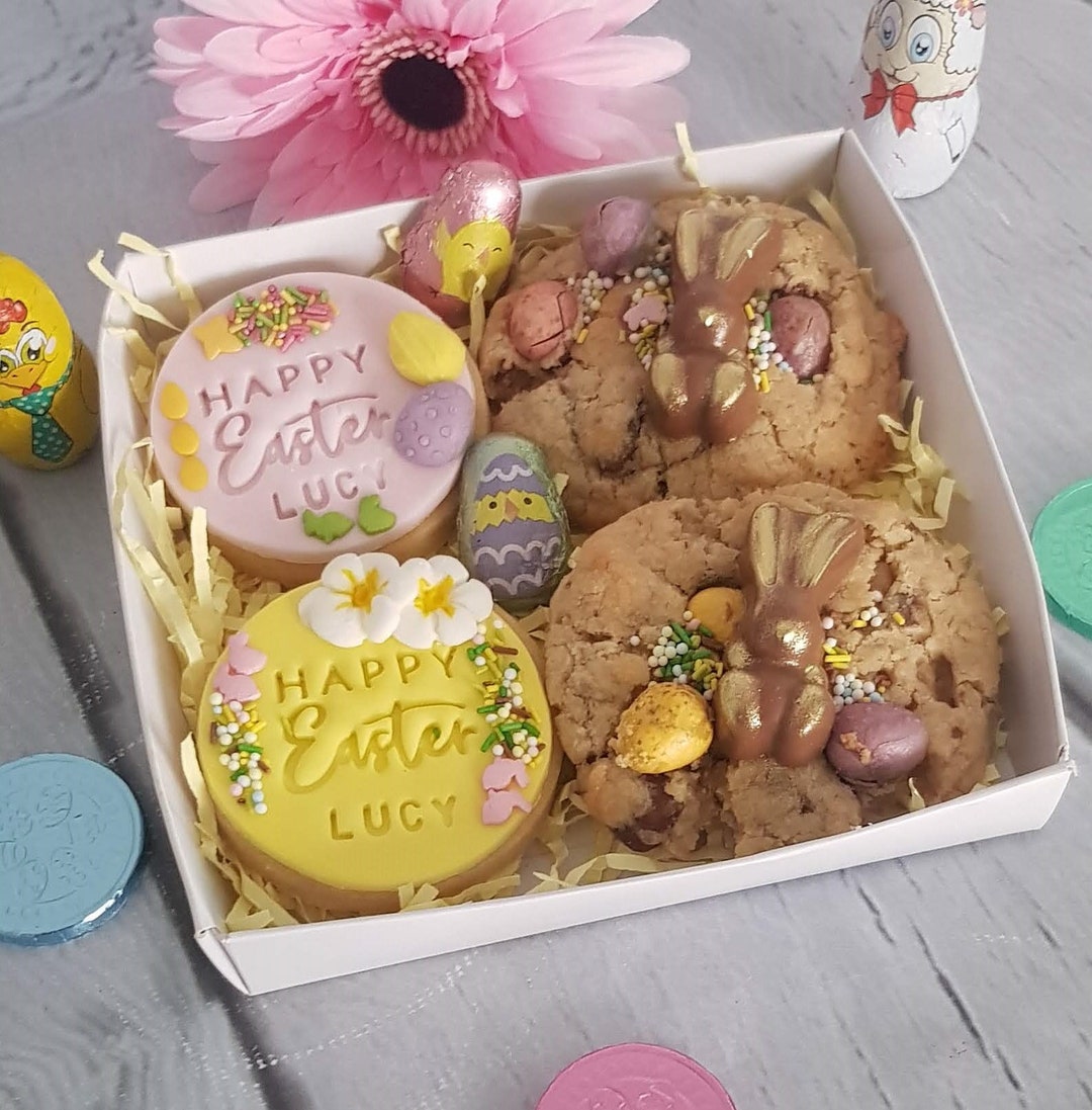 Personalized Easter Shortbread Biscuits Treat Box-chocolate Egg Cookies-easter Treat Box-easter ...