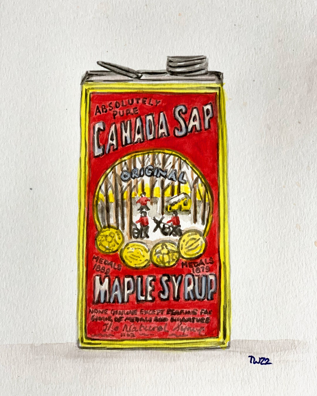 Vintage Maple Syrup Tin - Watercolour - Etsy Canada