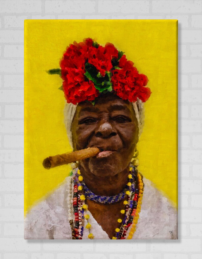 Cuba Lady Portrait Set of Three Art Works Print on Canvas | Etsy