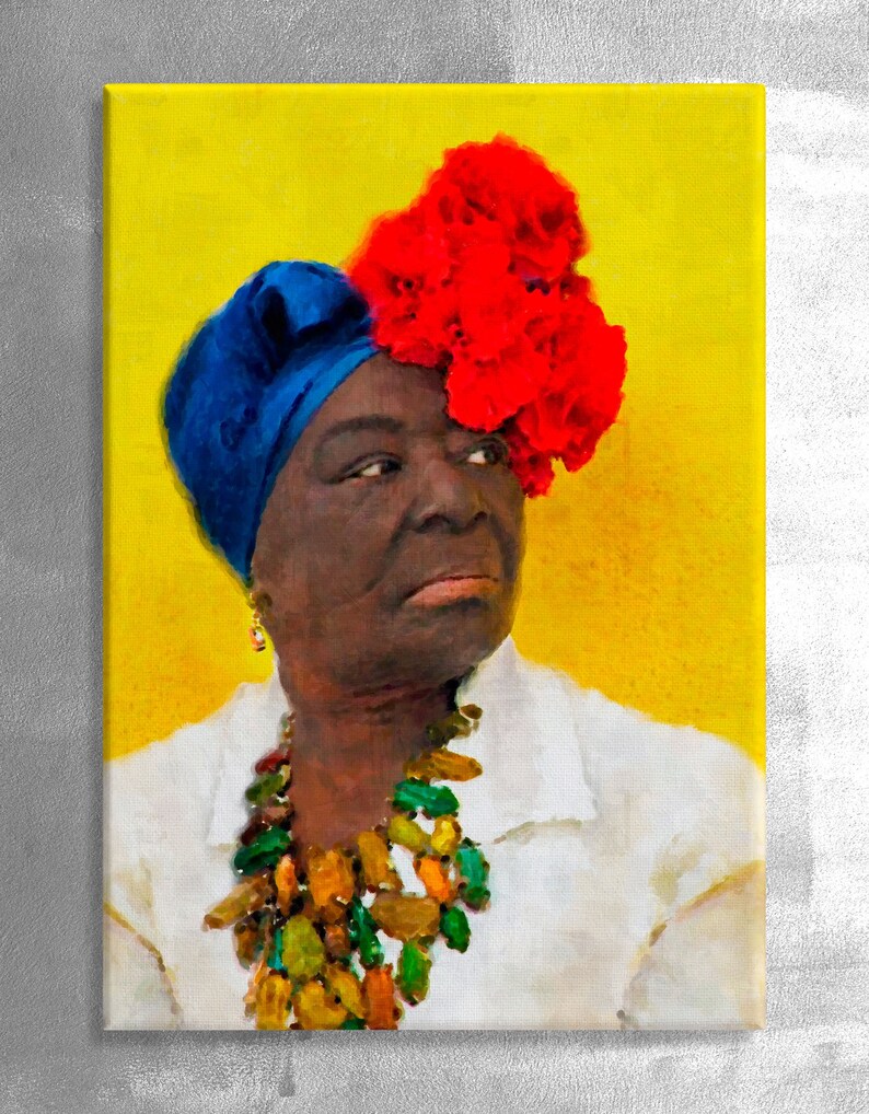 Cuba Lady Portrait Set of Three Art Works Print on Canvas | Etsy