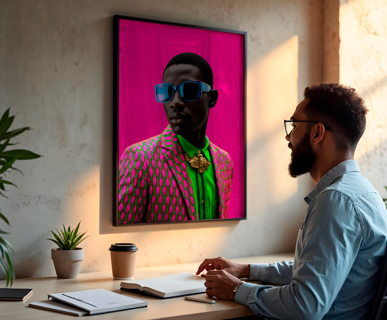 Retrato maximalista de hombres afro, decoración de arte pop con hombre ...