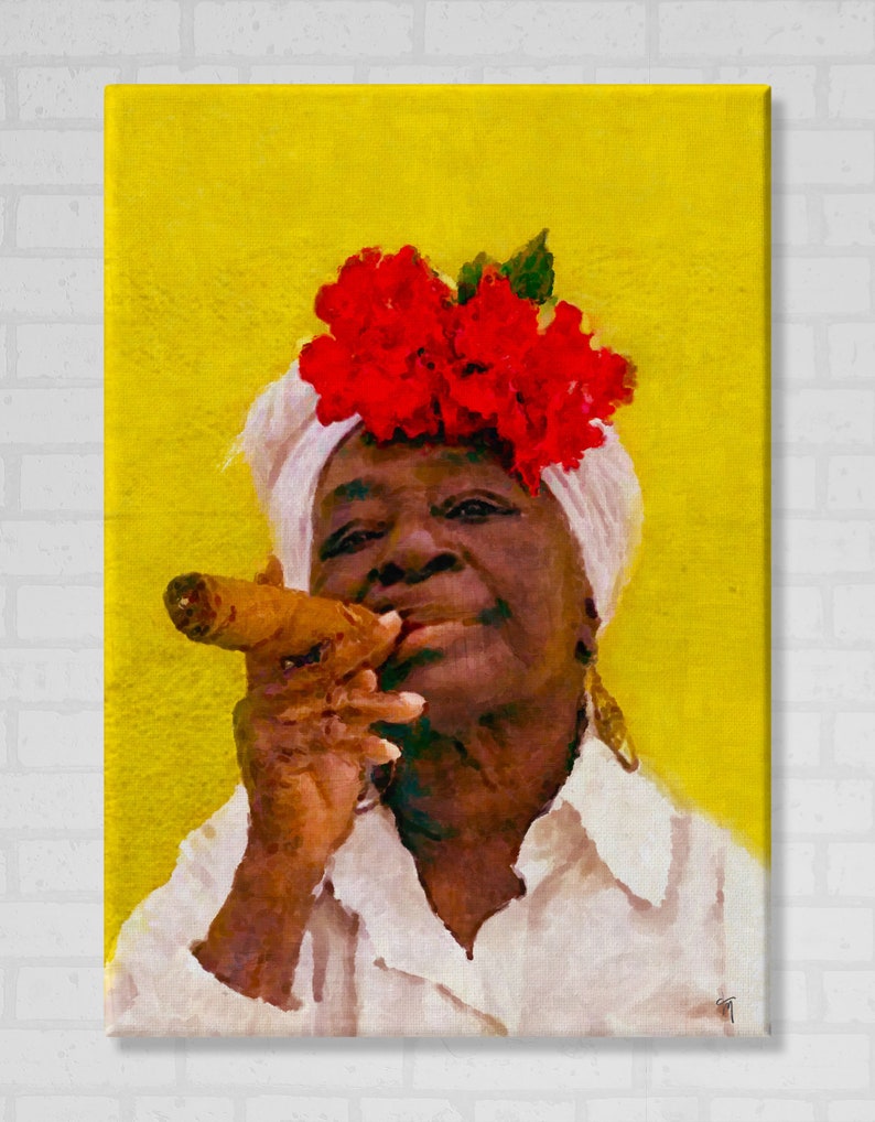 Cuba Lady Portrait Set of Three Art Works Print on Canvas | Etsy