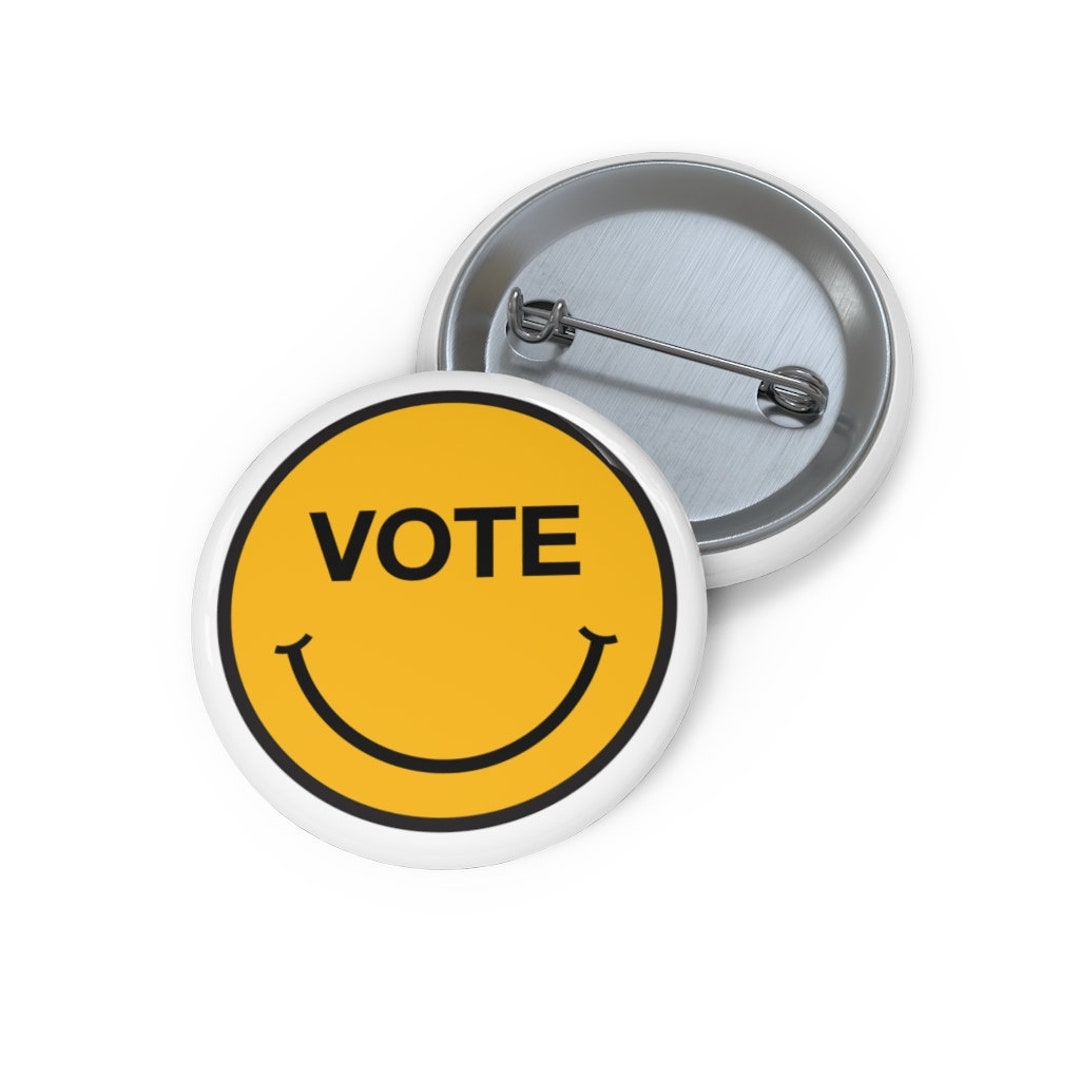 Smiley Vote Pin Button, 2020 Vote Pin, Election 2020 Pin, Happy Vote ...