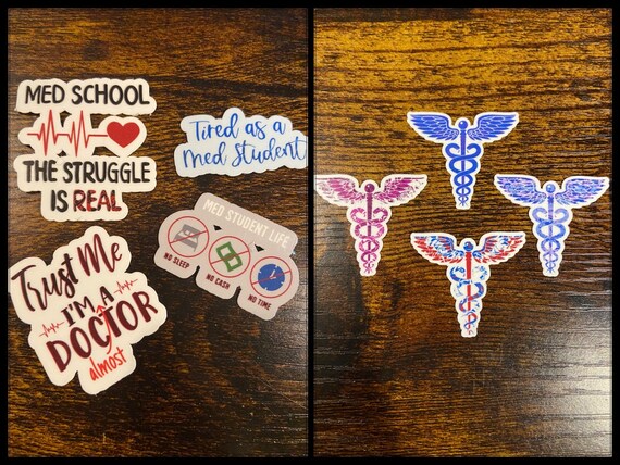 Med Student/caduceus Sticker Pack Hand Drawn Bundle | Etsy