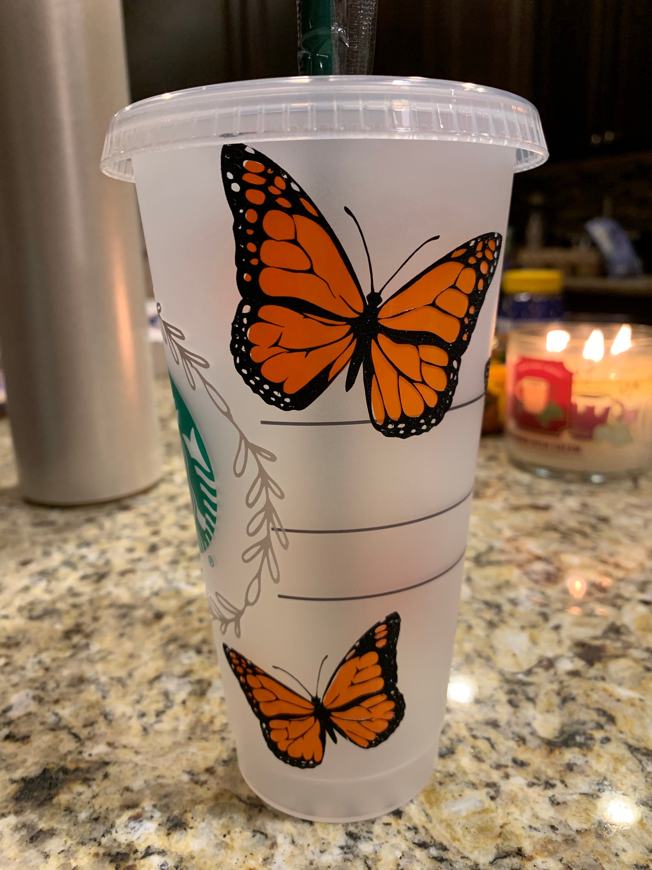 Butterfly Starbucks Tumbler Monarch Starbucks Cup | Etsy