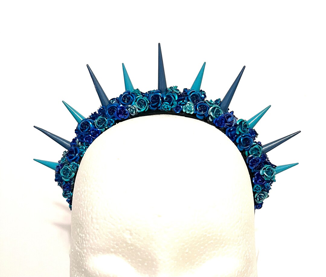 Blue Spikes and Roses Headband - Etsy