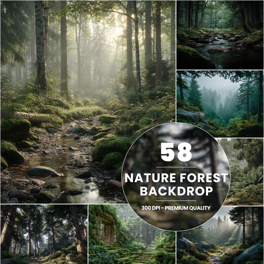 Forest Photography Backdrop: Greenery Landscape Art (digital Download ...