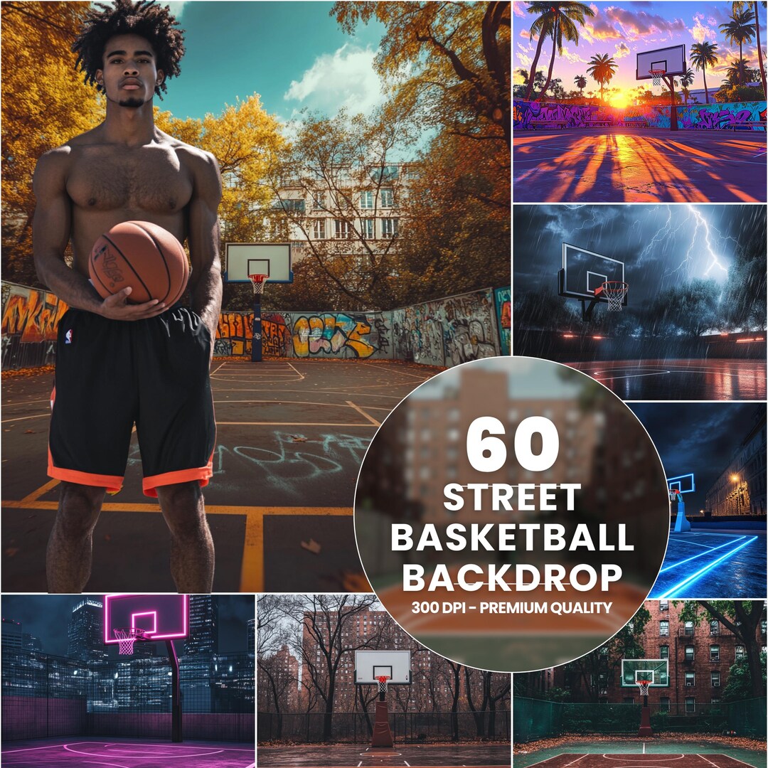 60 Basketball Backdrop for Photoshoot, Urban Sports Photography ...