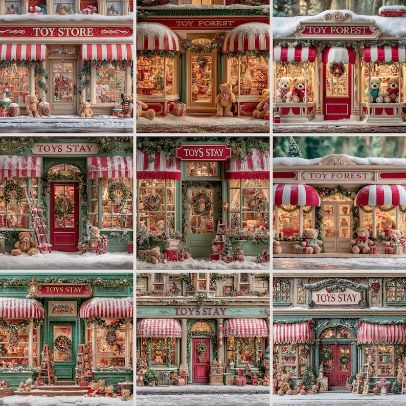 Christmas Toy Store Backdrop: 45 Festive Shop Window Scenes (digital ...