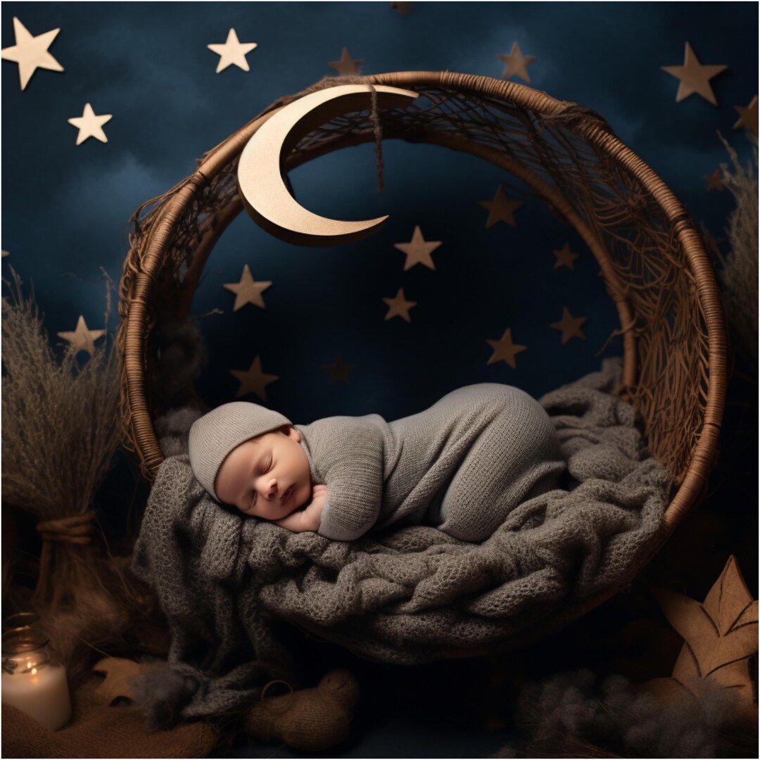 Moon and Stars Newborn Digital Backdrop: Baby Photography (digital ...