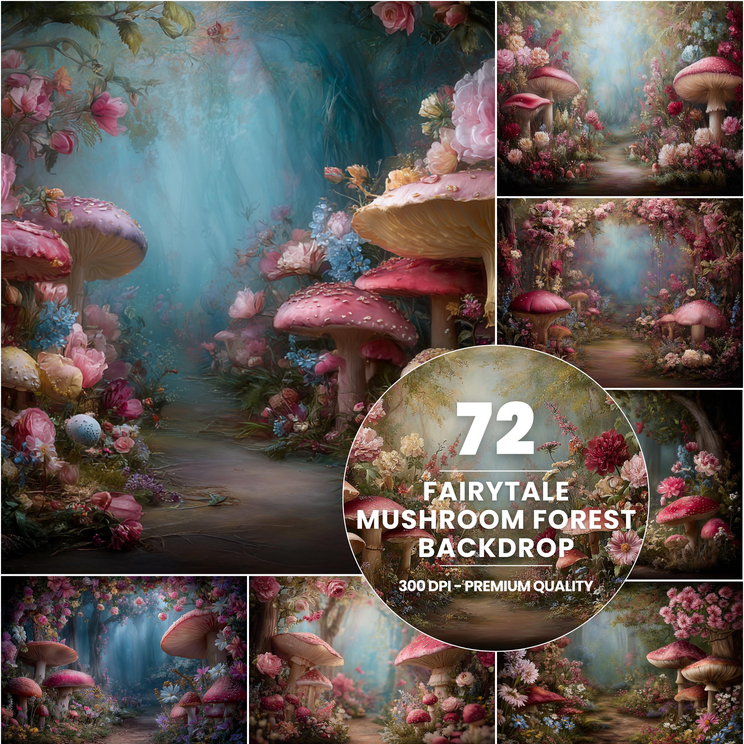 Mushroom Forest Digital Backdrop, Enchanted Fairy Garden Scene (digital ...