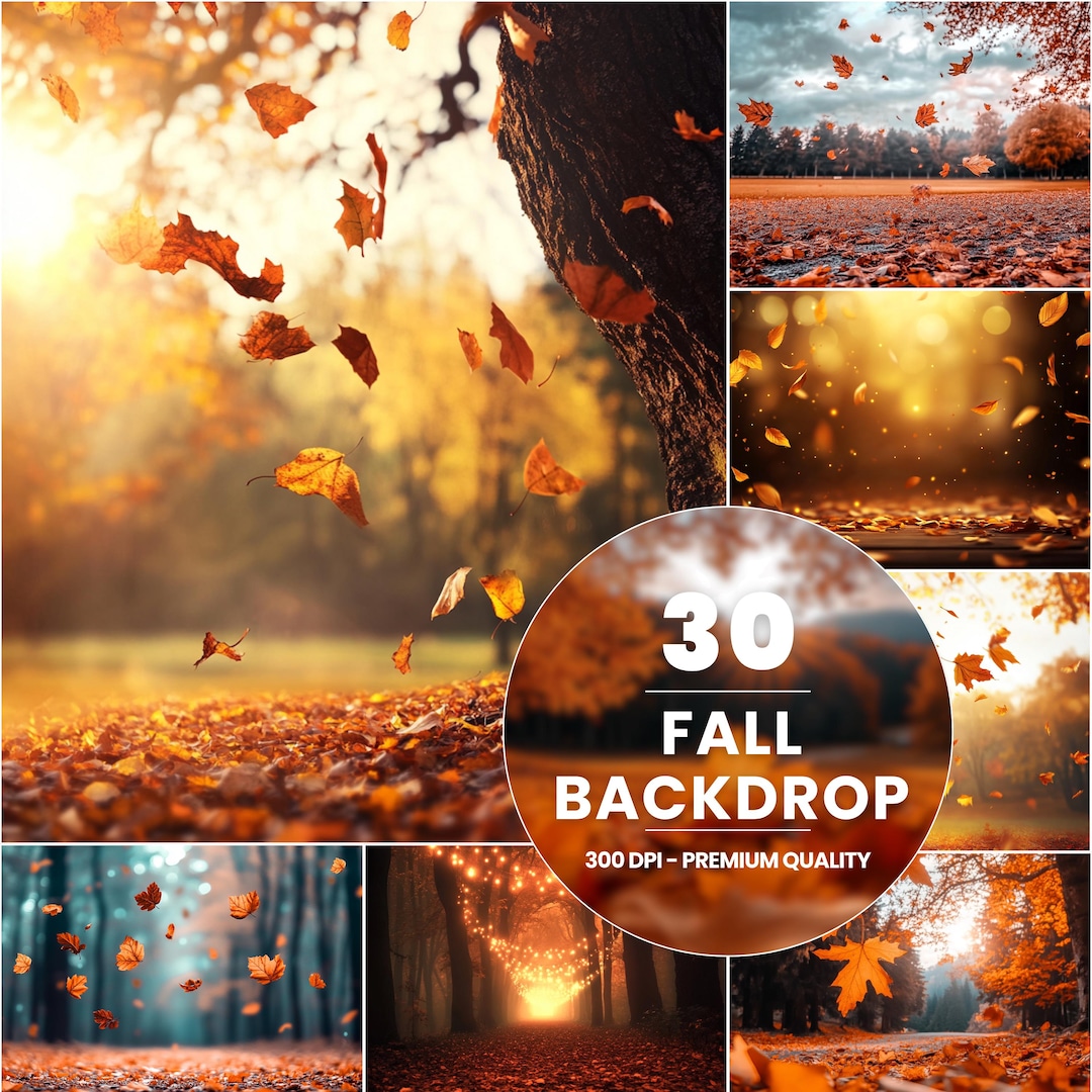 30 Autumn Bokeh Photography Backdrops: Fall Photo Overlays (digital ...