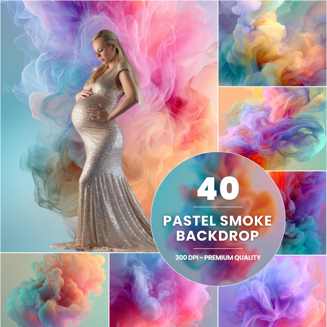 40 Pastel Smoke Photography Backdrops: Fine Art Textures (digital ...