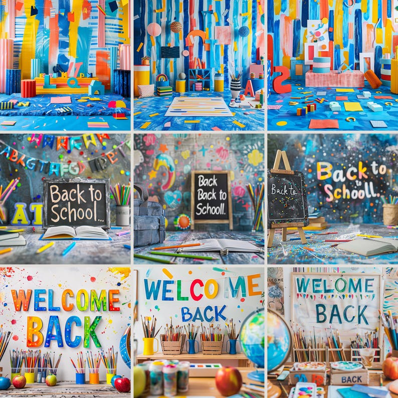 62 Colorful Graduation Art Studio Backdrop: Kids Celebration Photo ...