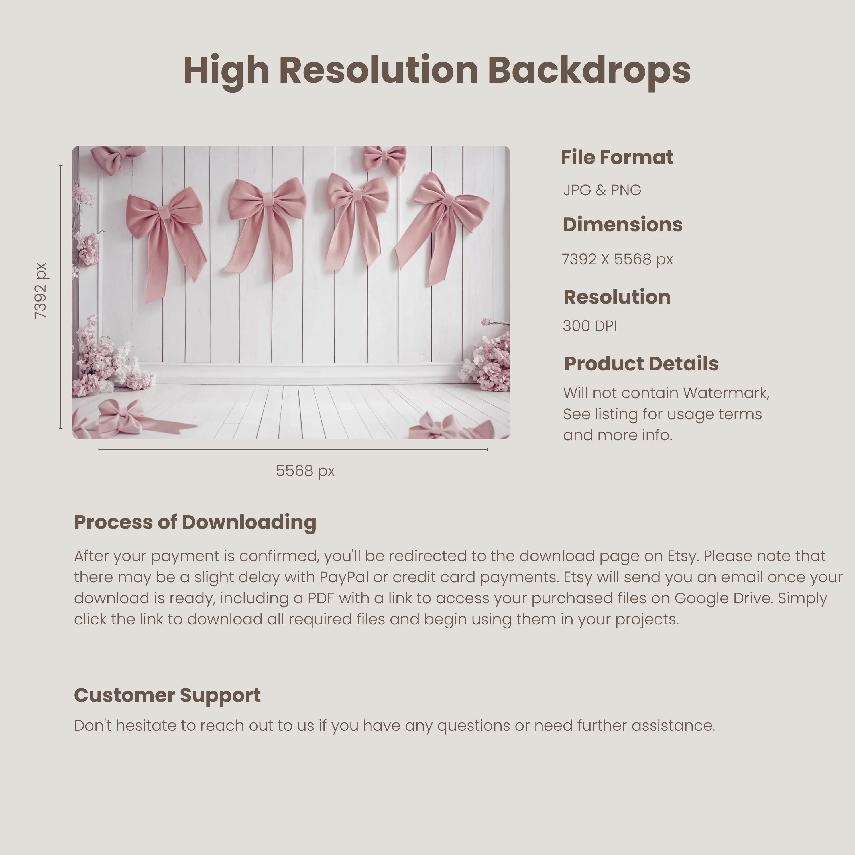Pink Velvet Bow Backdrop Overlays, Wedding, Gender Reveal (digital ...