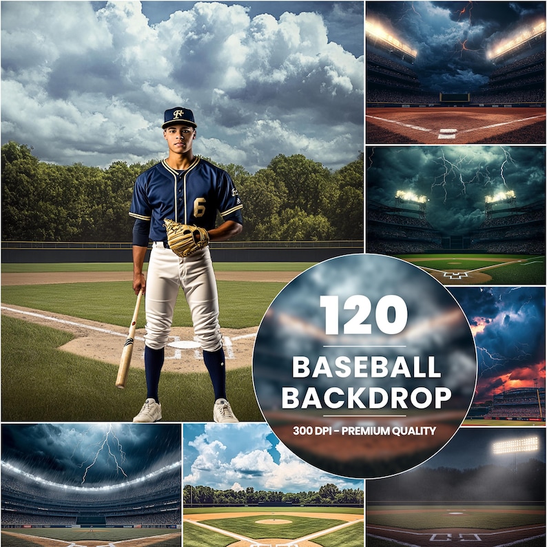 120 Baseball Field Backgrounds: Sports Photo Backdrops (digital ...