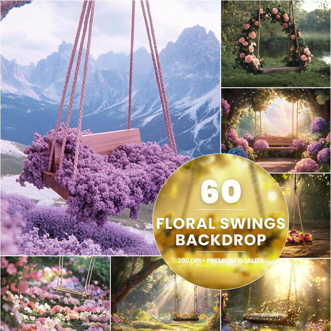 60 Floral Swing Backdrops: Fine Art Studio Overlays (digital Download ...