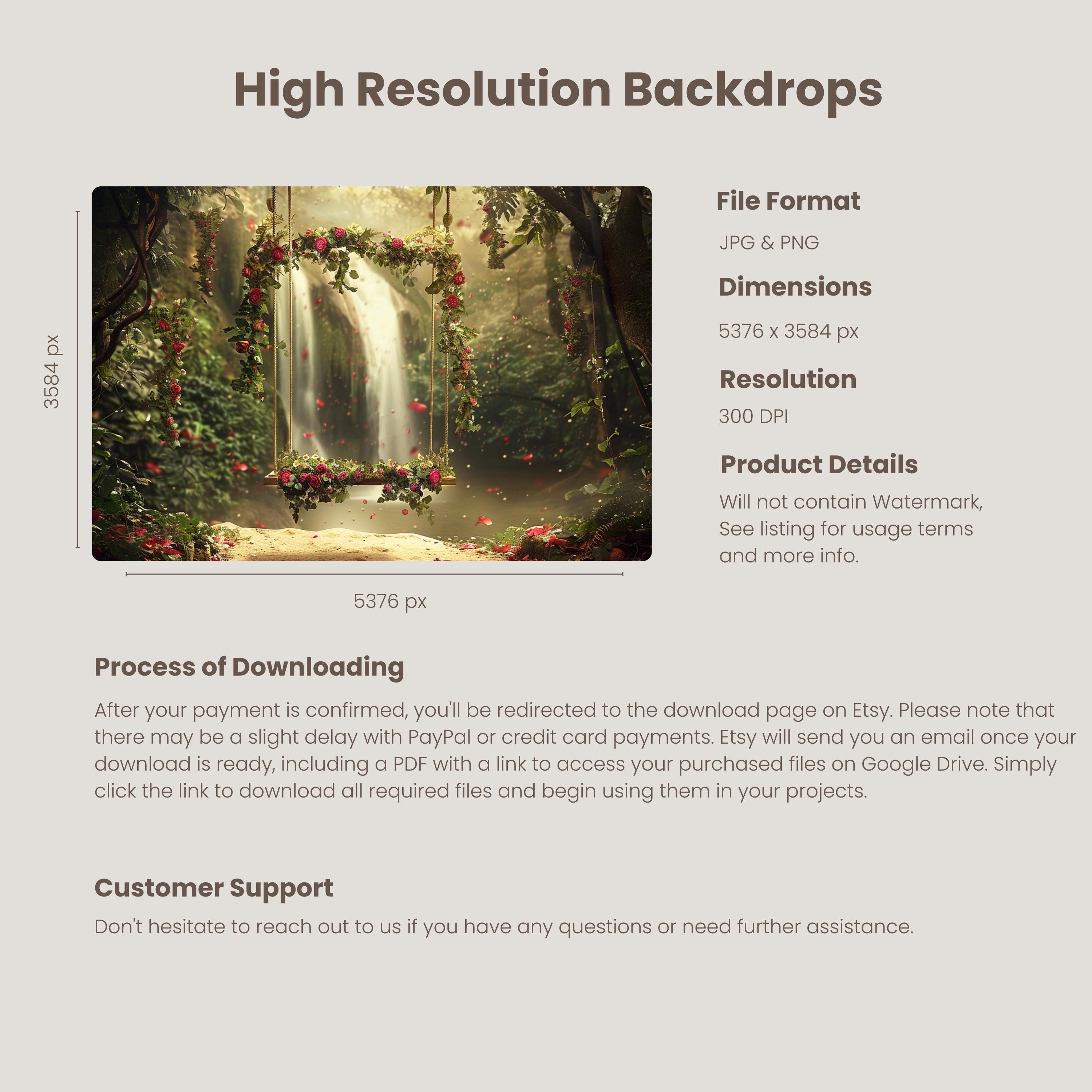25 Floral Swing Digital Backdrop: Wedding Photography Background ...