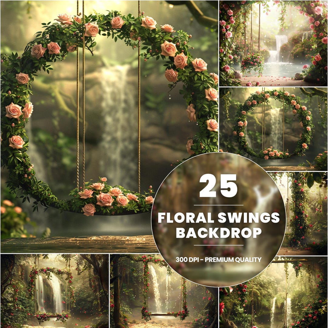 25 Floral Swing Digital Backdrop: Wedding Photography Background ...