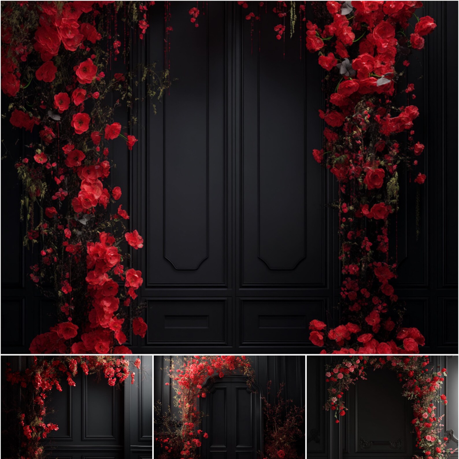 36 Black Panel Flower Photography Backdrop: Maternity Wedding Portrait ...