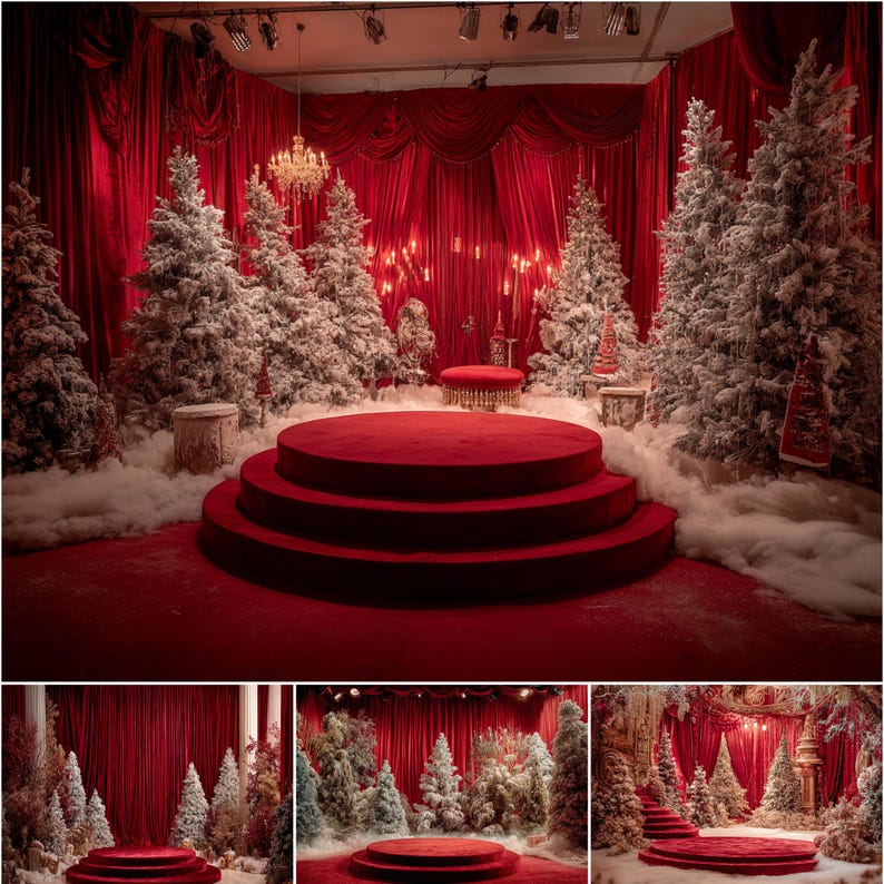 55 Christmas Podium Backdrops, Elegant Festive Scenes (digital Download ...