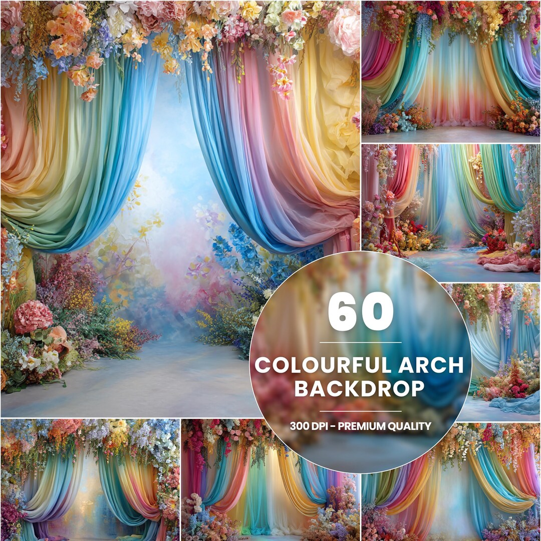 60 Colourful Arch Digital Backdrop, Maternity Digital Backdrops Bundle ...