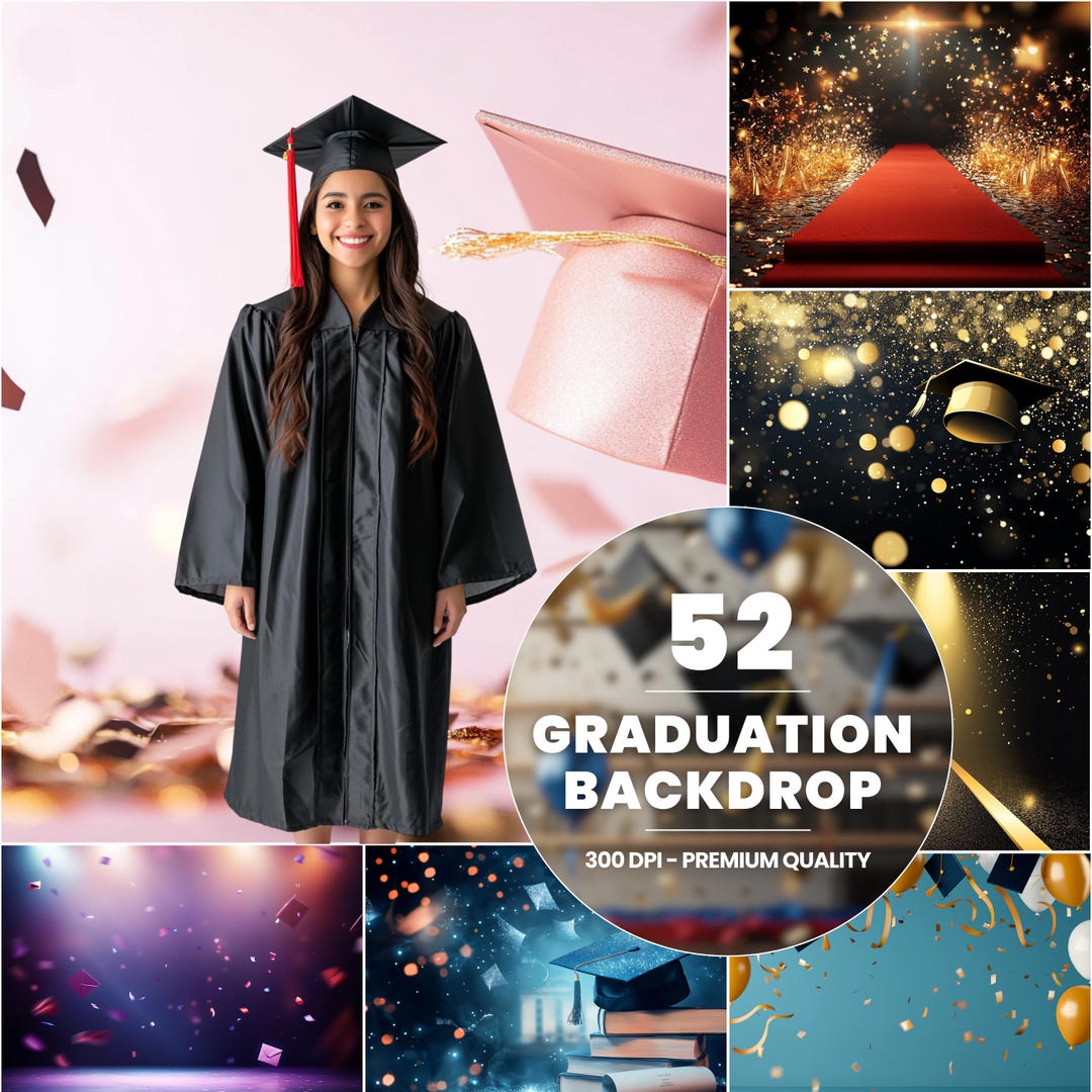 52 Graduation Photo Backdrops: Senior Portrait Backgrounds (digital ...