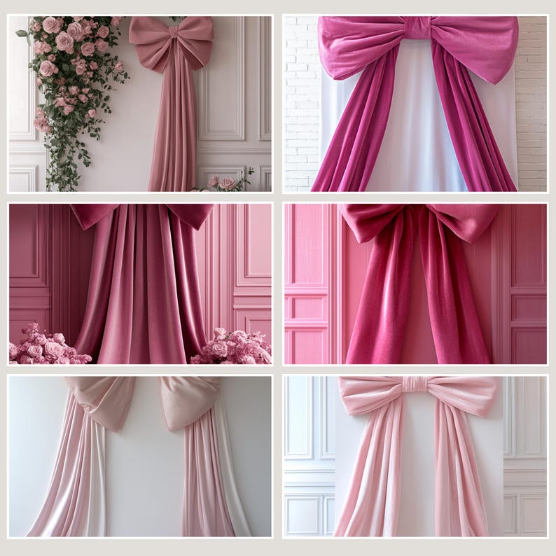 78 Giant Bow Backdrop, Pink Bow Backdrop, Ribbon Overlay, Maternity ...