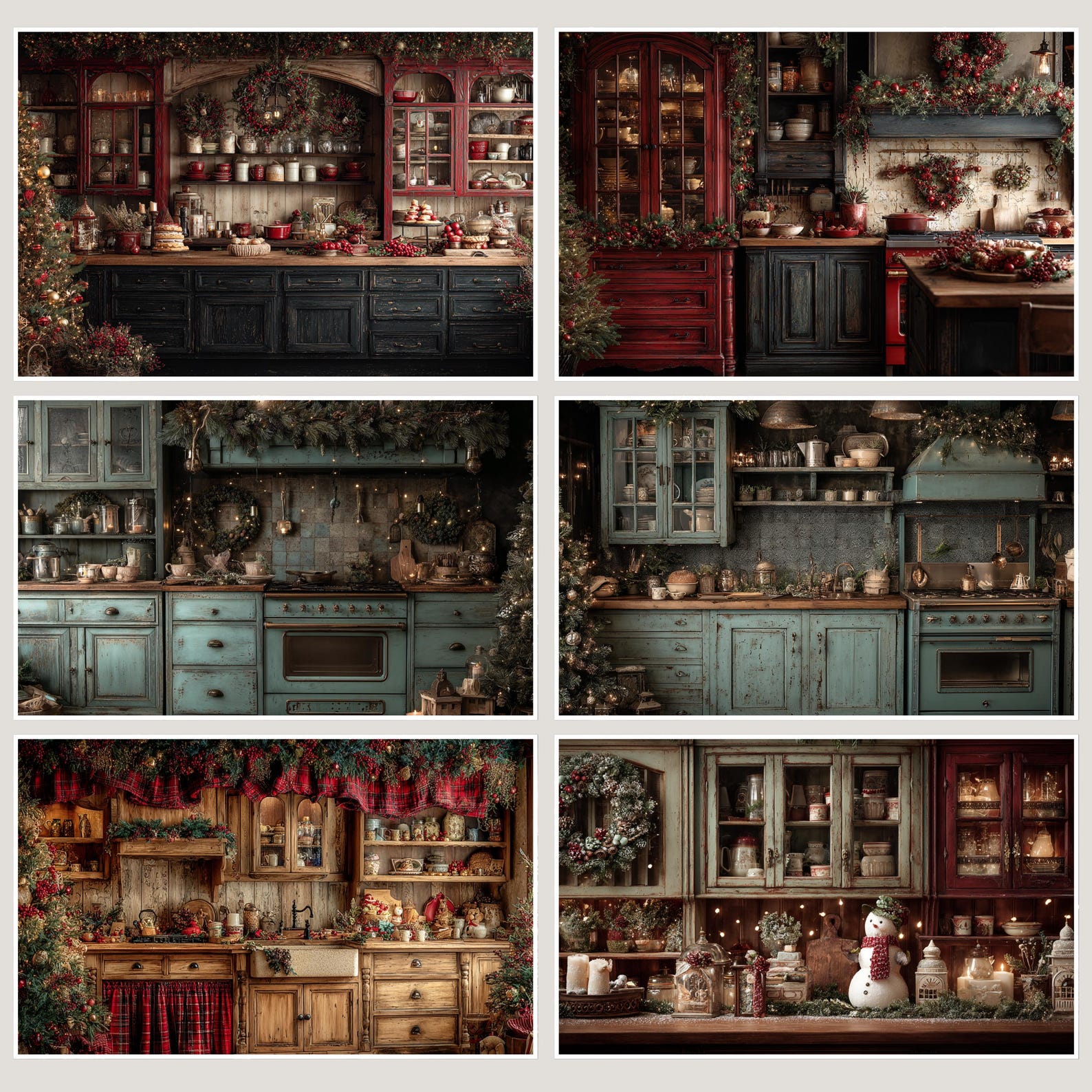 Christmas Kitchen Backdrops: Rustic Holiday Baking Scenes (300 DPI ...