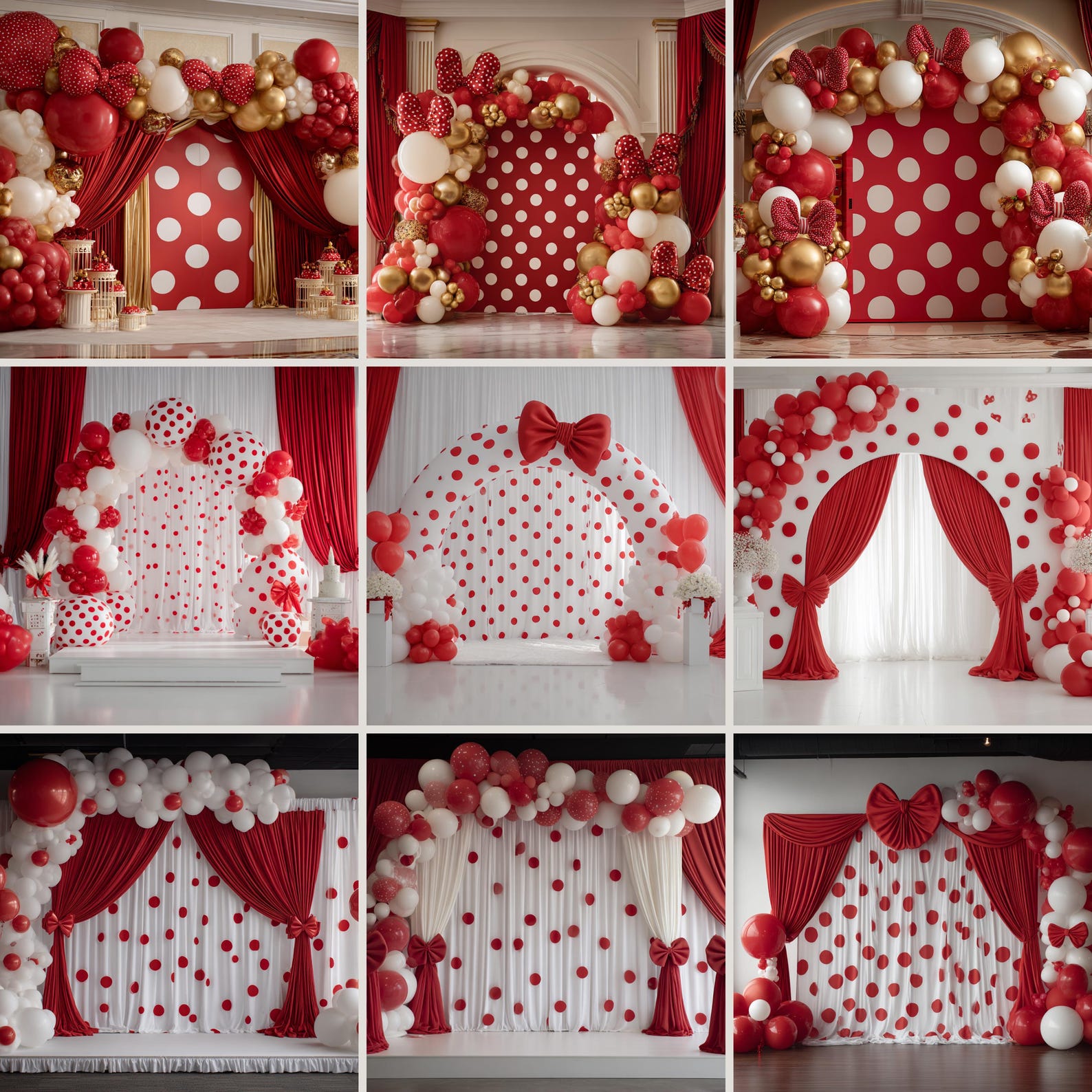 52 Red Birthday Backdrop, Polka Dot Party Wall Decor, Balloon Arch ...