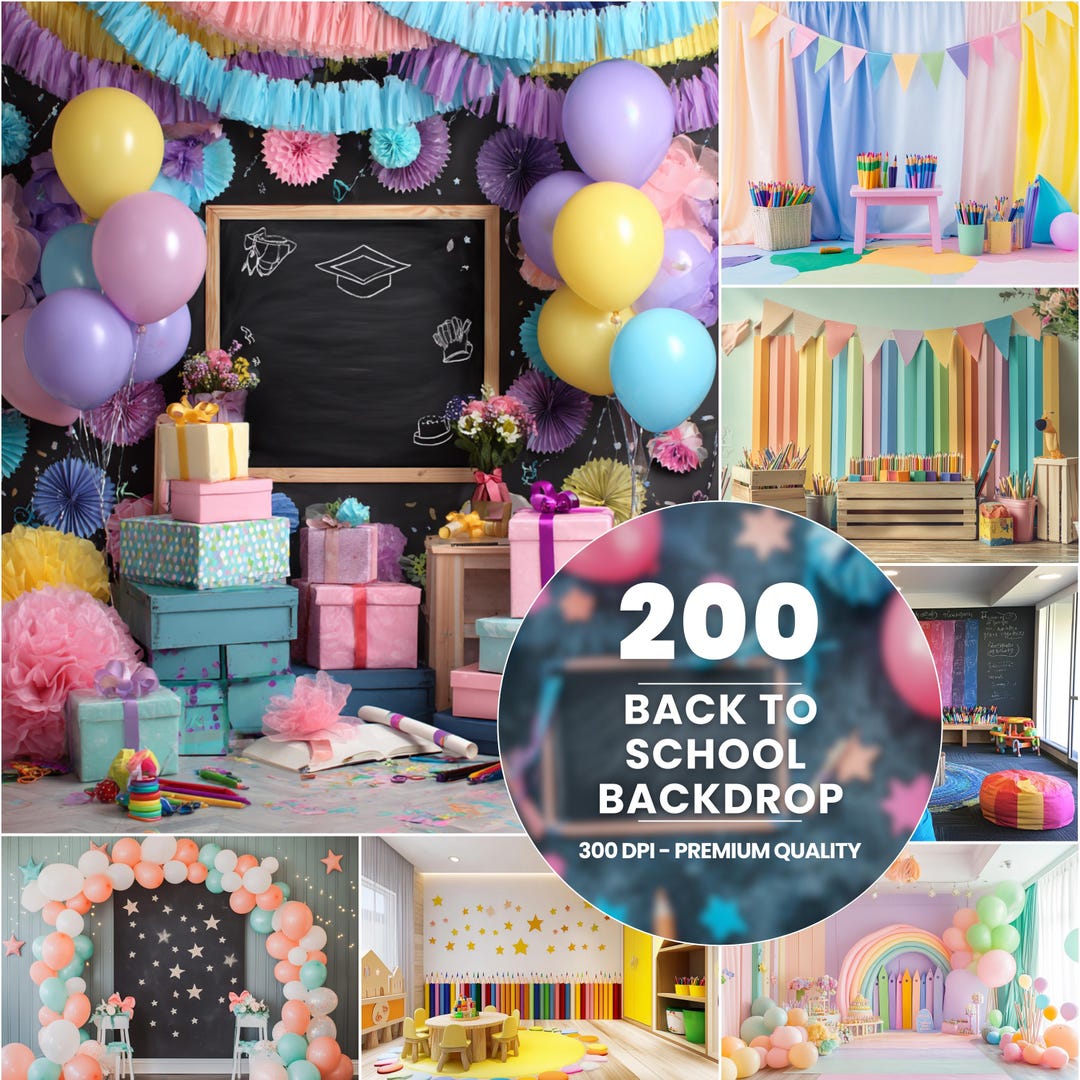 Back to School Digital Backdrop Bundle: Classroom Photo Backgrounds ...