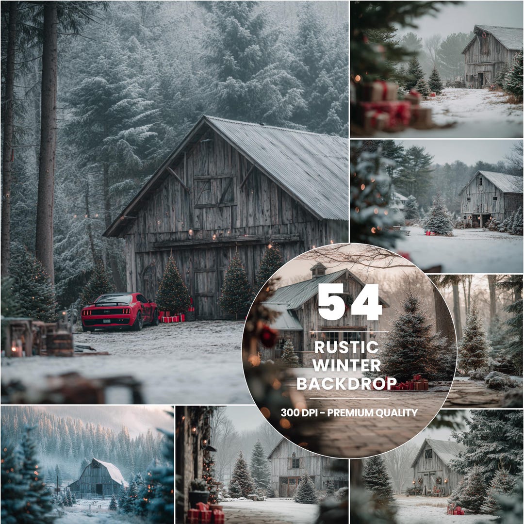 Rustic Winter Barn Scene, Holiday Photography Backdrop (JPG) - Etsy