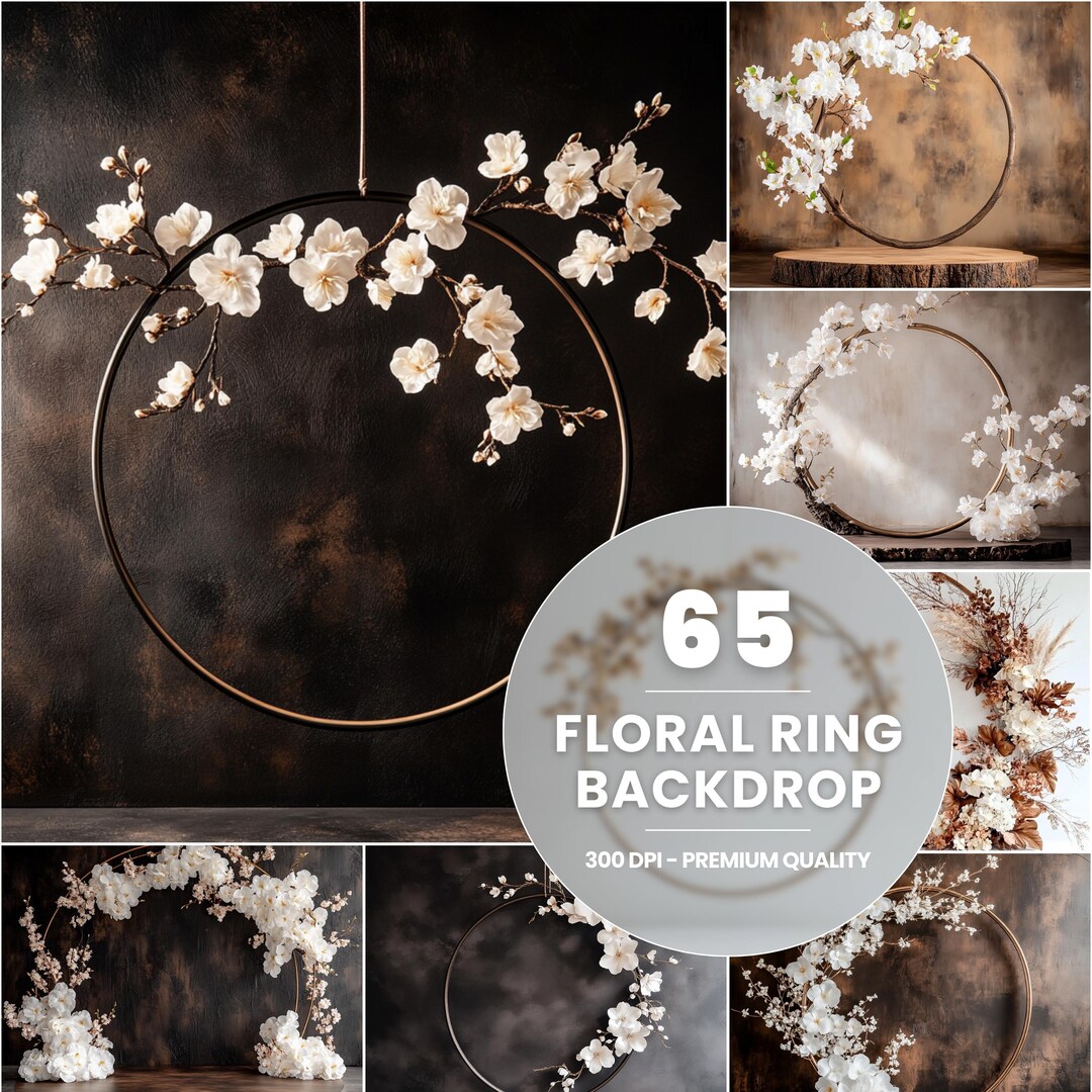 65 Floral Ring Backdrop Overlays - Bridal Digital Backdrop - Maternity ...