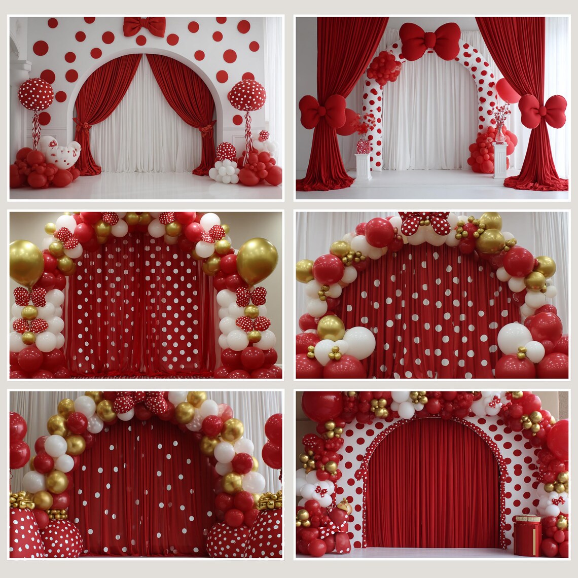 52 Red Birthday Backdrop, Polka Dot Party Wall Decor, Balloon Arch ...