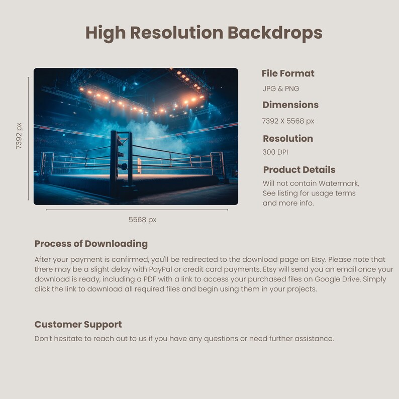 44 Boxing Ring Digital Backdrop: Illuminated Fight Arena (digital ...