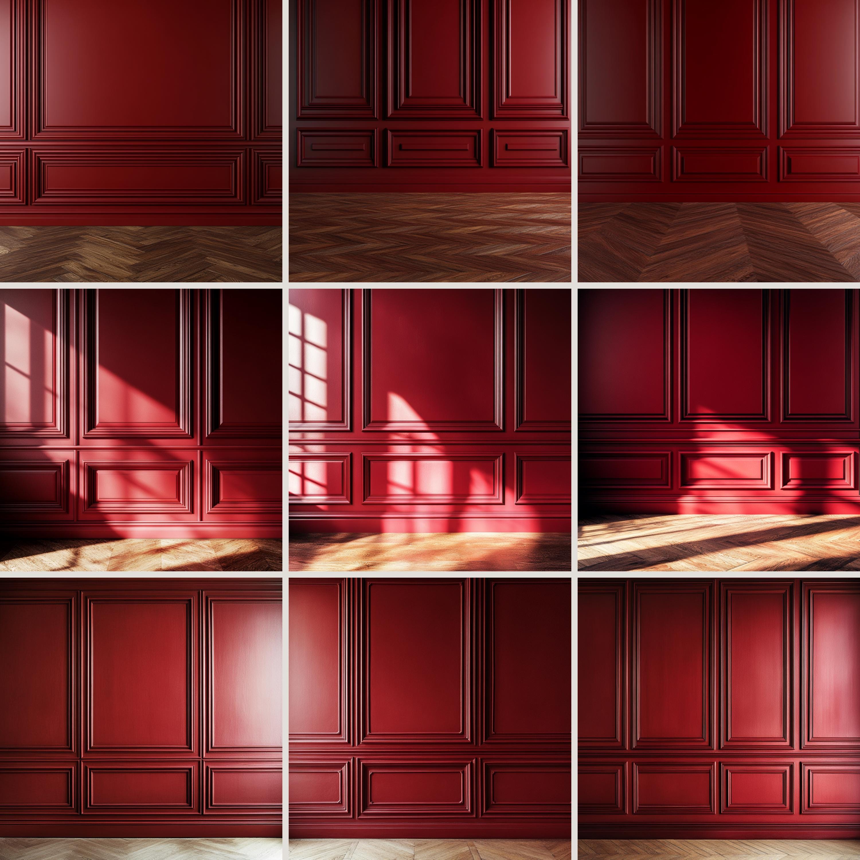 80 Red Panelled Wall Digital Backdrop Set: Fine Art Textures (digital ...