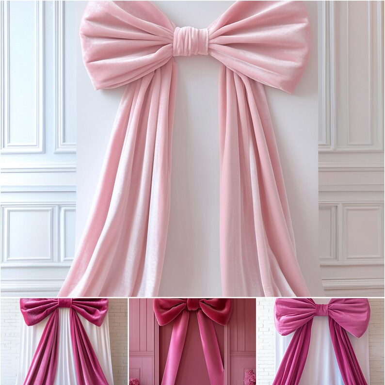 78 Giant Bow Backdrop, Pink Bow Backdrop, Ribbon Overlay, Maternity ...