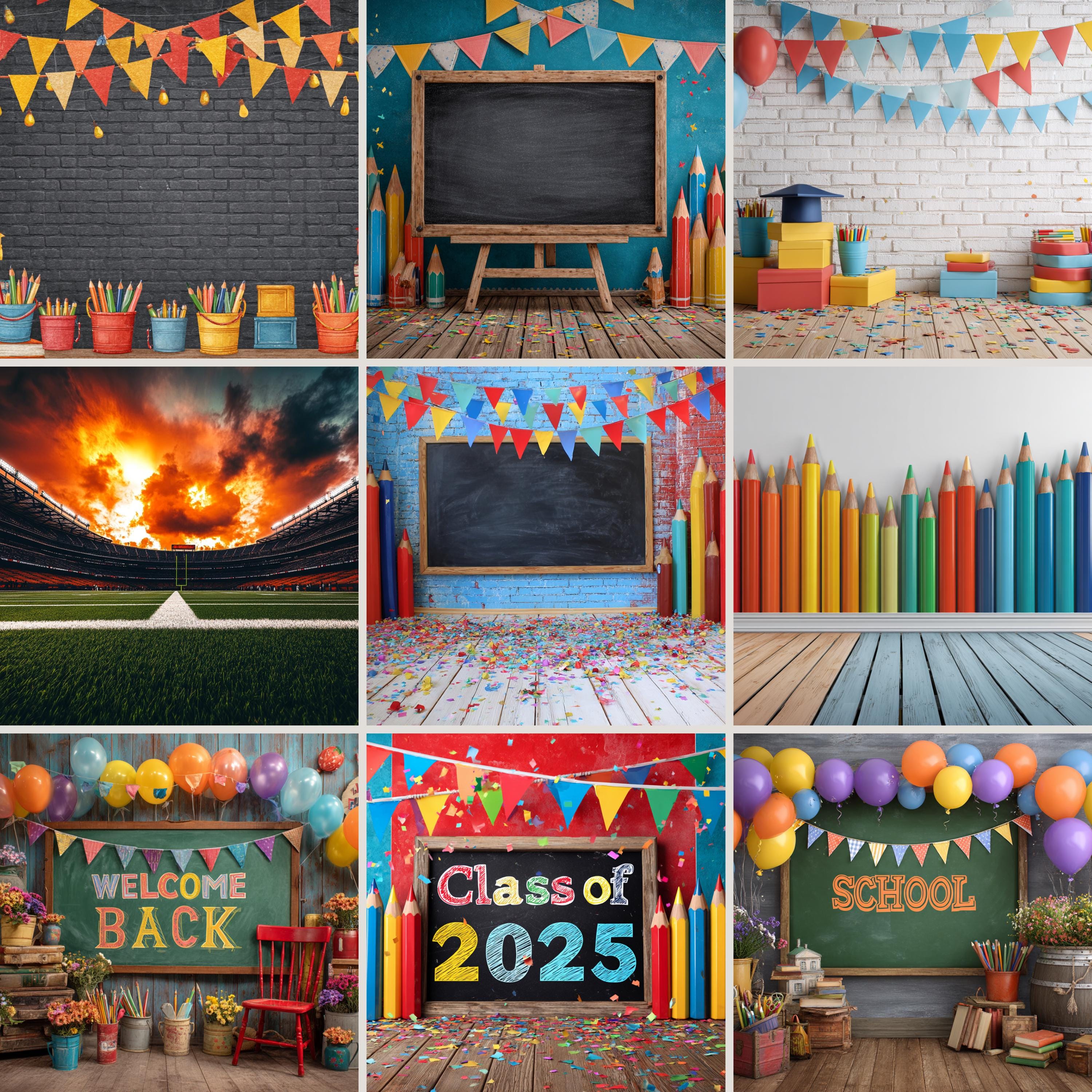 170 Back to School Digital Backdrop Bundle: Classroom Photo Backgrounds ...