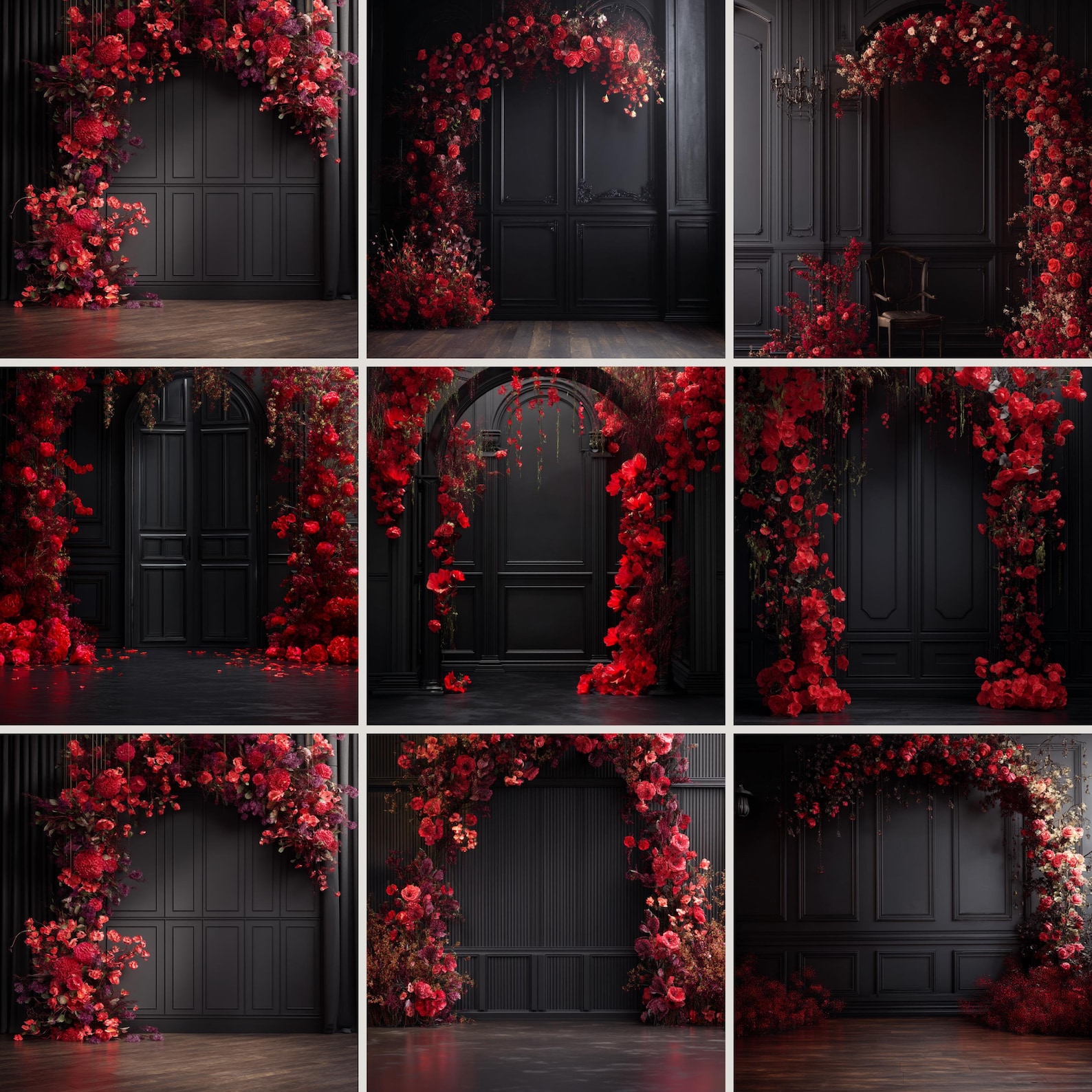 36 Black Panel Flower Photography Backdrop: Maternity Wedding Portrait ...