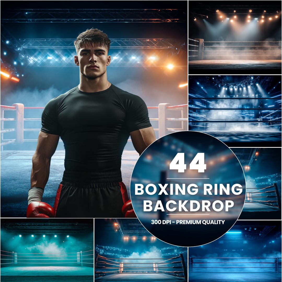 44 Boxing Ring Digital Backdrop: Illuminated Fight Arena (digital ...