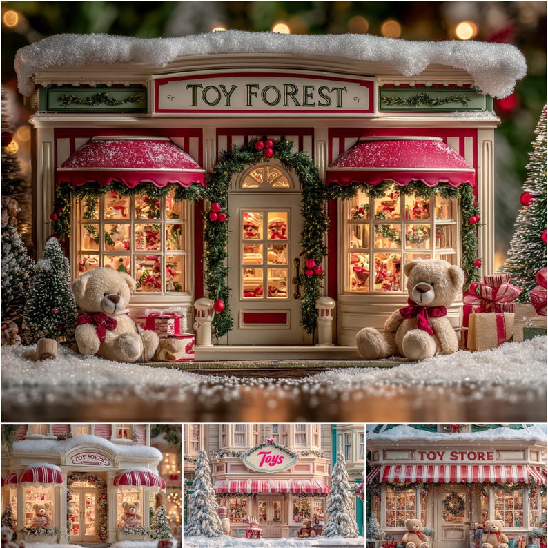 Christmas Toy Store Backdrop: 45 Festive Shop Window Scenes (digital ...