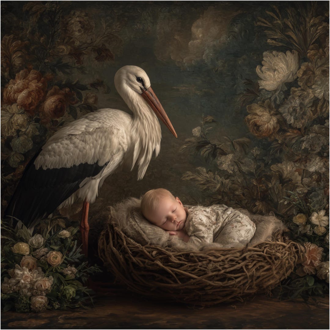 Newborn Stork Nest Digital Backdrop: Fine Art Floral (digital Download ...